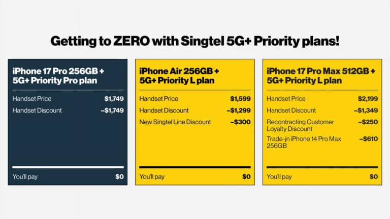iPhone 17 free with Singtel 5G+ Priority plans
